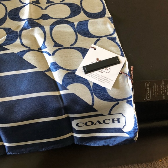 Coach | Accessories | Coach Blue And White Silk Scarf | Poshmark